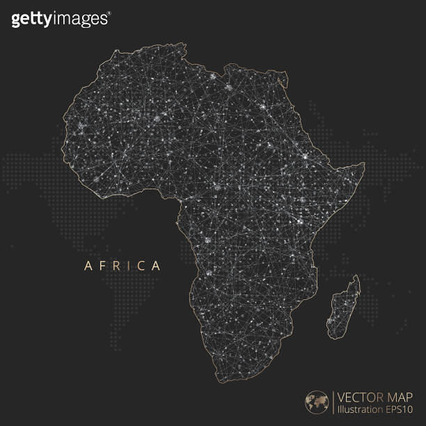 Africa Continent Map abstract geometric mesh polygonal light concept ...