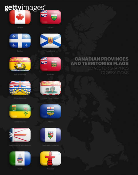 All Official Flags of Canadian Provinces and Territories 3D Vector ...