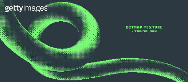 8 Bit Pixel Art Style Bitmap Texture Curl Form Vector Green Abstract Background (1663523052 ...