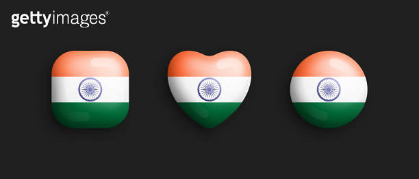 India Official National Flag 3D Vector Glossy Icons Isolated On ...