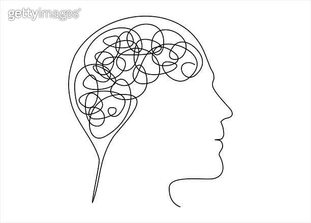 Vector concept confusion in the head.One continuous line drawing ...