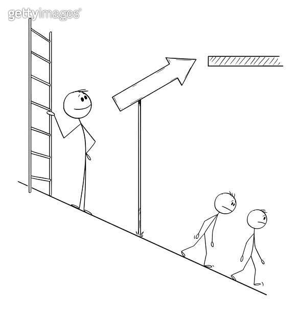 Look for Success and Be Ready, Vector Cartoon Stick Figure Illustration ...