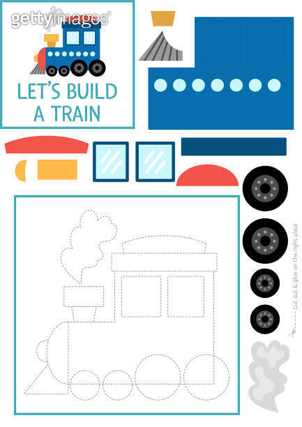 Lets build a train cut and glue activity. Transportation educational ...