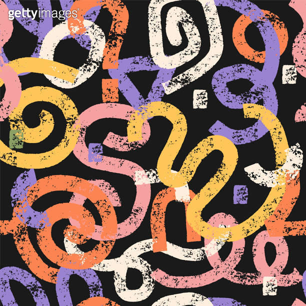 Seamless pattern with various geometric doodle trendy organic texture ...