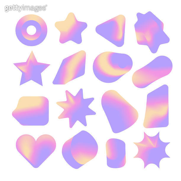 Big Colourful Gradient Flat Icon Shapes Set. Holographic color ...