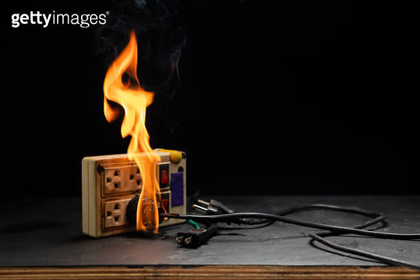 An electrical plug fire is caused by a short circuit of electrical ...