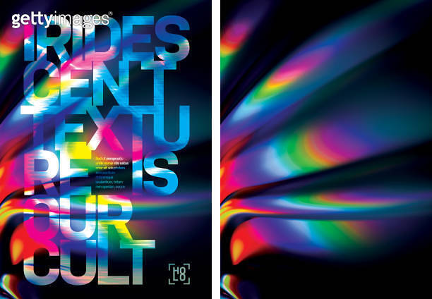 Set of Creative Typography Posters Template with Holographic Fluid ...
