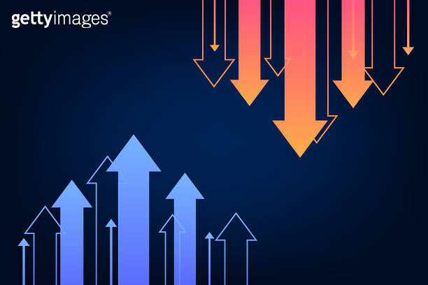 business investment graph arrow up and down background. trend stock ...