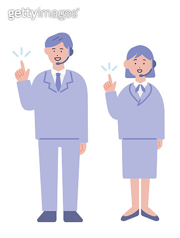 Illustration of male and female operators pointing 이미지 (1455122335 ...
