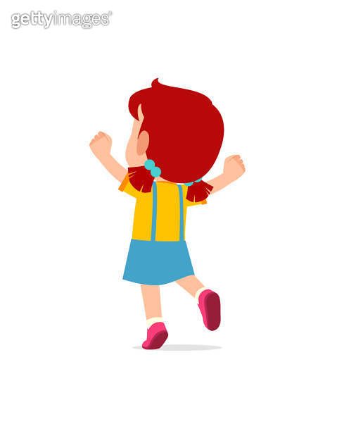 little kid jump and feel happy, back view (1477368730) 일러스트, 무료 일러스트 ...