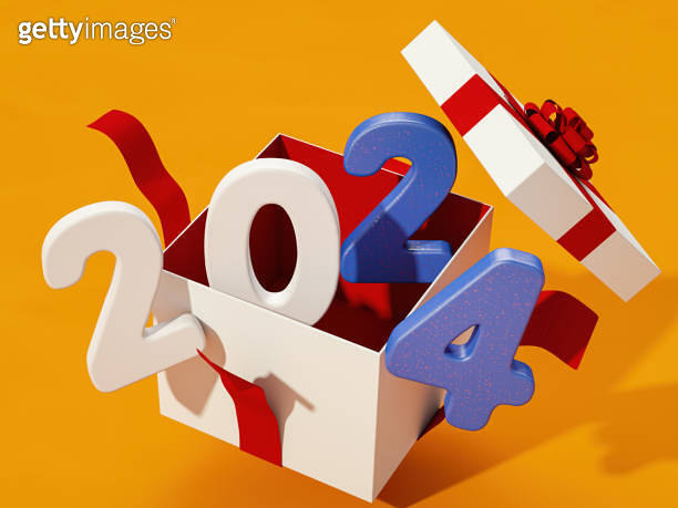 2024 New Year Concept with Gift Box 이미지 (1736847187) - 게티이미지뱅크