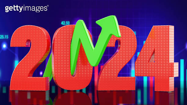 2024 with a Financial Graph and Arrow (1734998326) 일러스트, 무료 일러스트 - 게티이미지뱅크