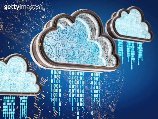 Cloud Computing Concept Digital Cloud Raining Binary Code 이미지 (1589577121) - 게티이미지뱅크