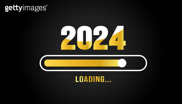2024 loading bar Progress digital technology golden color background ...