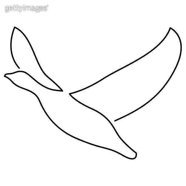 One line goose flies design silhouette. Hand drawn minimalism style ...