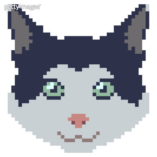 Pixel art cat face. Pet animal vector illustration. 이미지 (1557461778 ...
