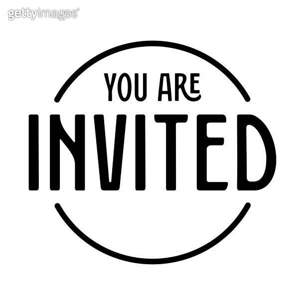 You are invited. Invitation design. Text inside circle frame. Modern typography lettering ...