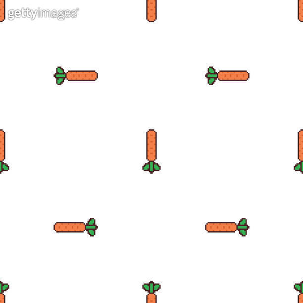 Carrot pixel art pattern seamless. 8 bit pixelated texture. Vegetable ...