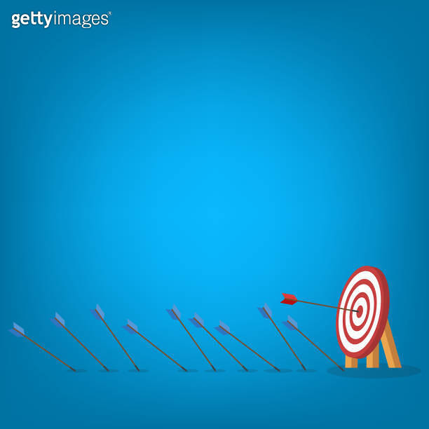 Blue arrows missed hitting target and only red one hits the center ...