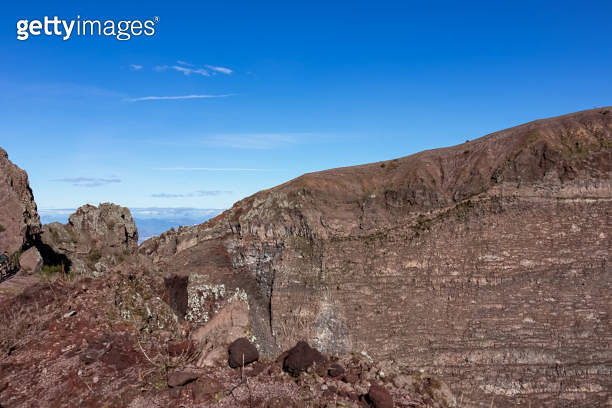 Mount Vesuvius - Panoramic view on the edge of the active volcano ...