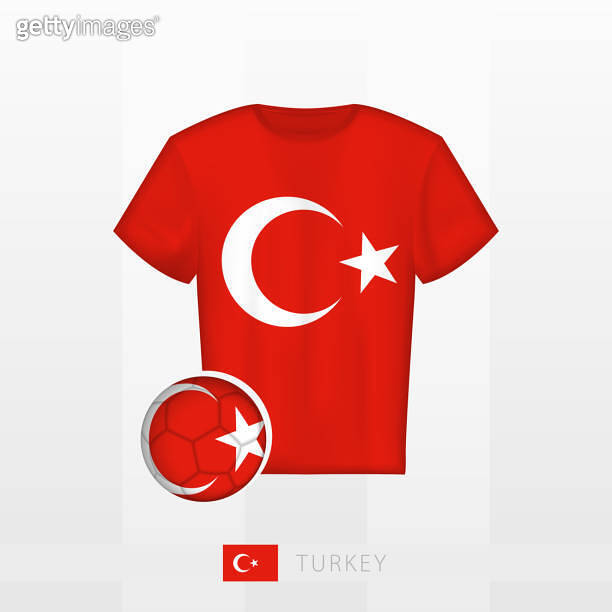Football uniform of national team of Turkey with football ball with ...
