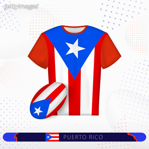 Puerto Rico rugby jersey with rugby ball of Puerto Rico on abstract ...