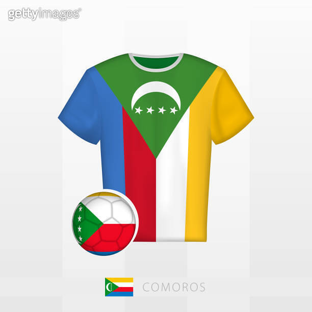 Football uniform of national team of Comoros with football ball with ...