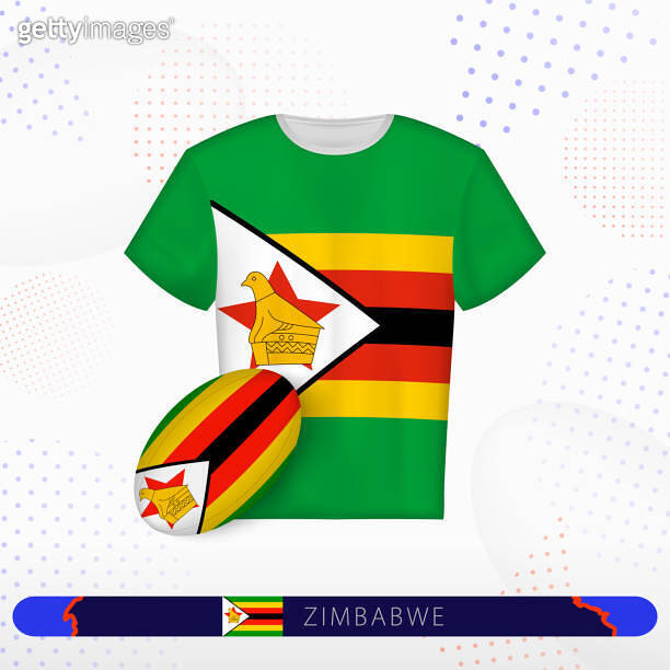 Zimbabwe rugby jersey with rugby ball of Zimbabwe on abstract sport ...
