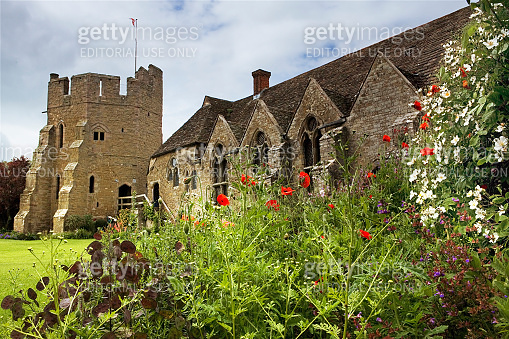 Medieval fortified manor of Stokesay Castle, showing the South Tower ...