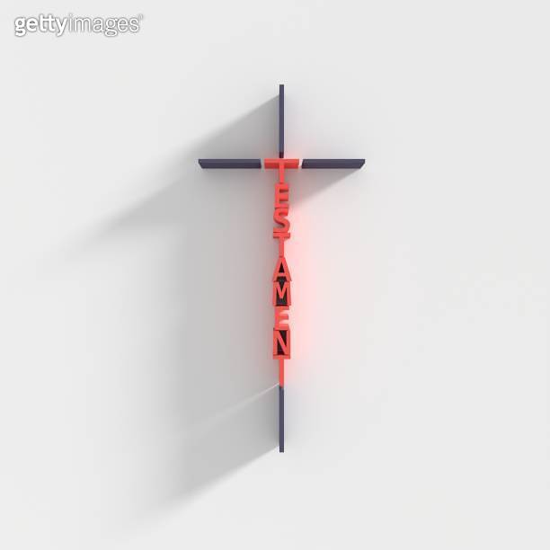 Testament word in the shape of a cross. Christian, religious and church ...