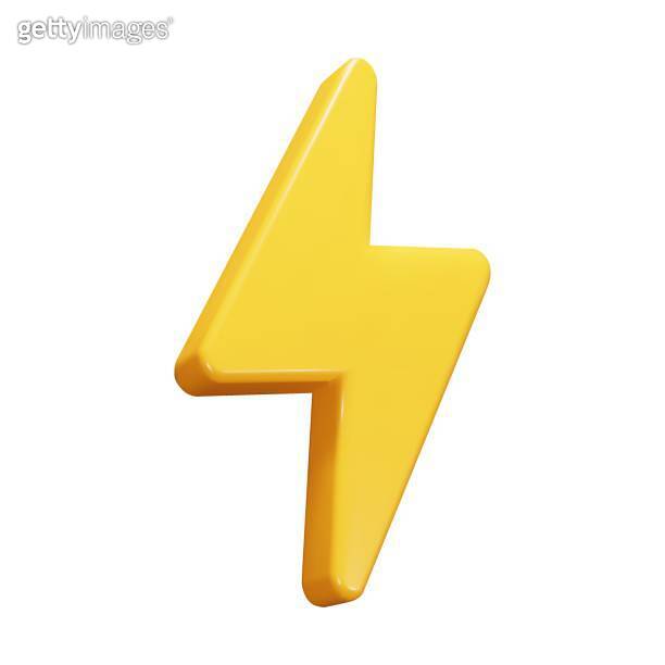 3d yellow charger symbol. Yellow sign thunder. Symbol of energy, danger ...
