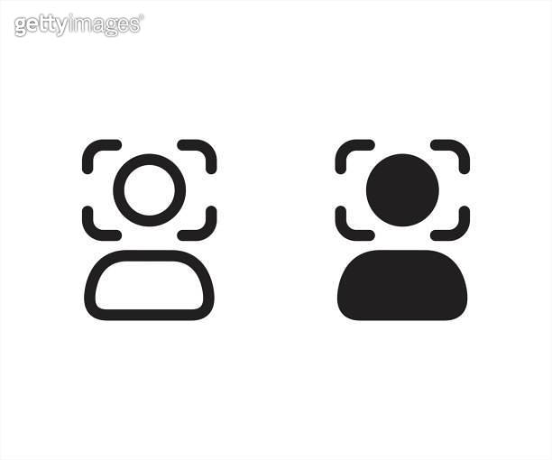 Face recognition icons, Face ID symbol, Scanning face, Facial ...