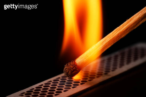 Firing point safety match. Close-up view to strike matches for matchbox ...