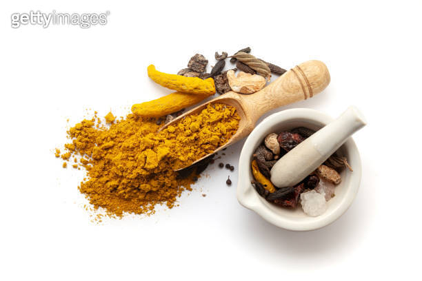 An Organic digestive powder called "Buknu" with its raw spices ...