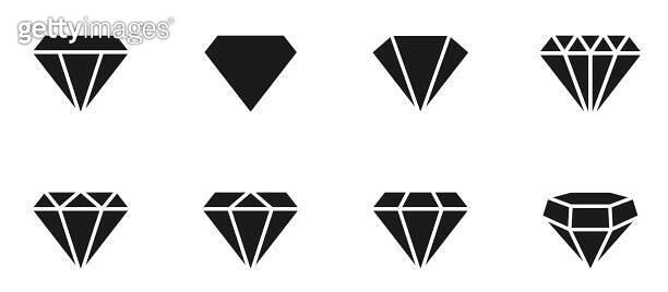 Diamond icon set. Different shapes of diamond cuts. Dimond icon set in ...