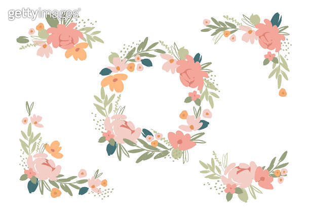 Vector isolated floral design with cute flowers. Template for card ...