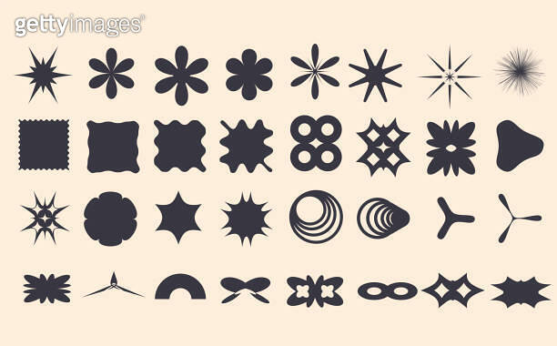 Abstract elements retro set. Collection of y2k abstract shapes for ...