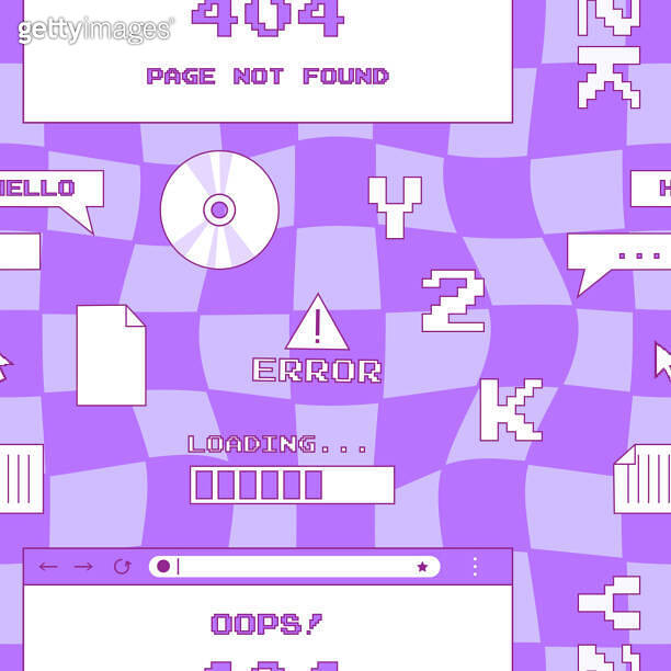 Seamless pattern in 2000s style with old computer UI elements. Template ...