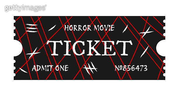 Horror movie ticket with scratches. Scary movie ticket. Vector ...