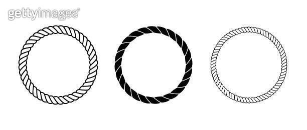 Rope frame set. Round cord borders collection. Circle rope wreath loop ...