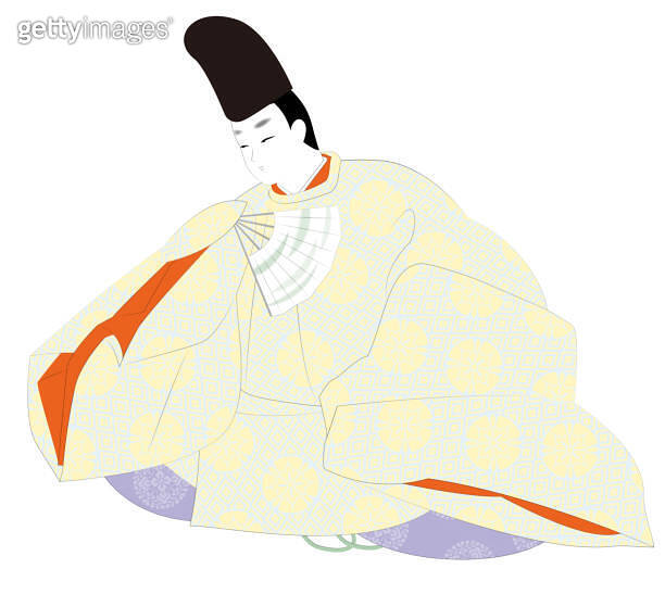 Classical costumes of Japanese aristocrats.A man in a straight robe ...
