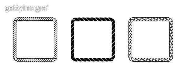 Rope frame set. Squared cord border collection. Rectangular rope loop ...