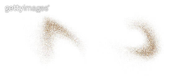 Sand dust powder splashes. Flow grit speckles and particles wave ...