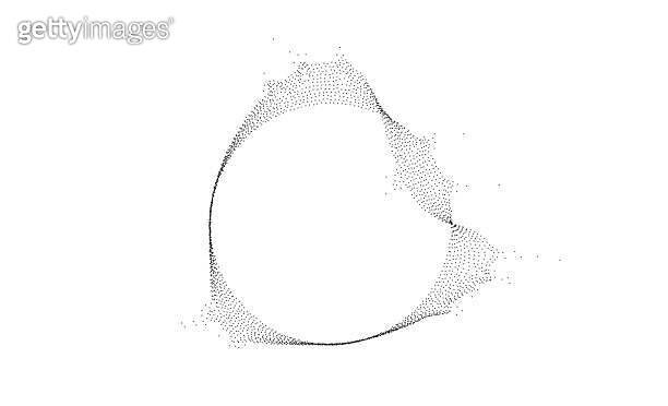 Black dotted wavy lines with dissolve effect. Stipple disintegrating ...