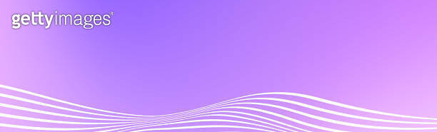 Abstract wave lines on purple gradient background. Wide banner with ...