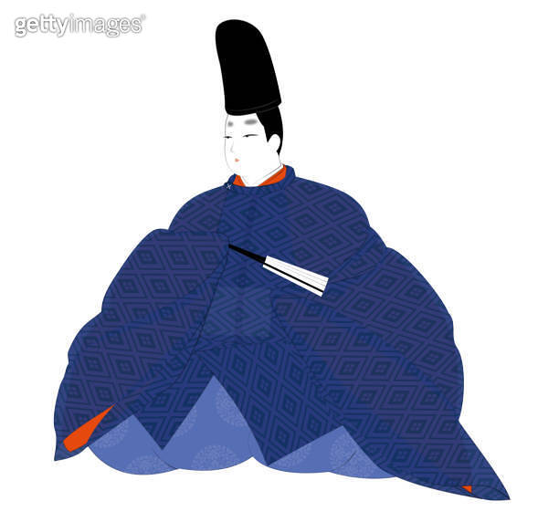 Classical costume of Japanese aristocrats. A man wearing his regular ...