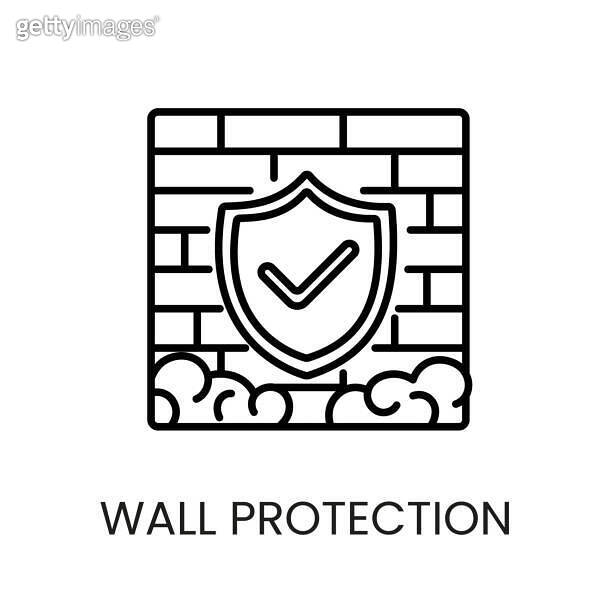 Wall protection with polyurethane foam line vector icon with editable ...