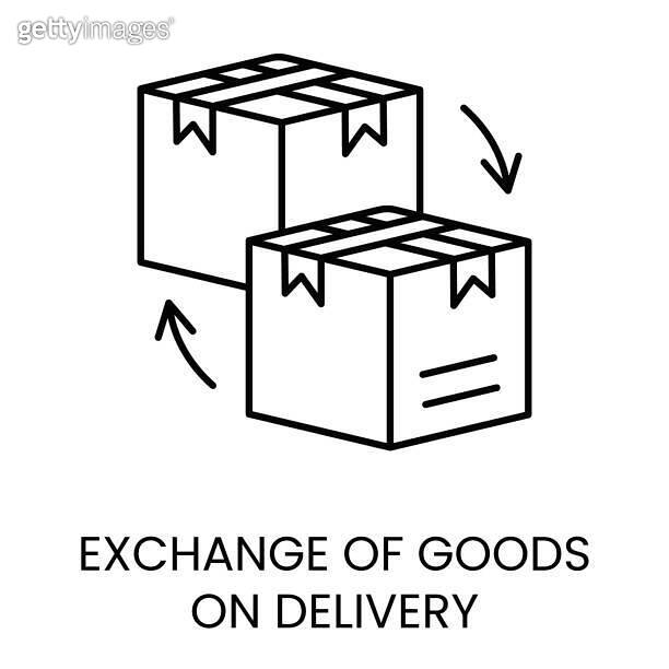 Exchange of Goods at the Delivery Location vector line icon with ...
