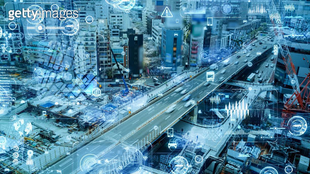 Transportation and technology concept. ITS (Intelligent Transport ...