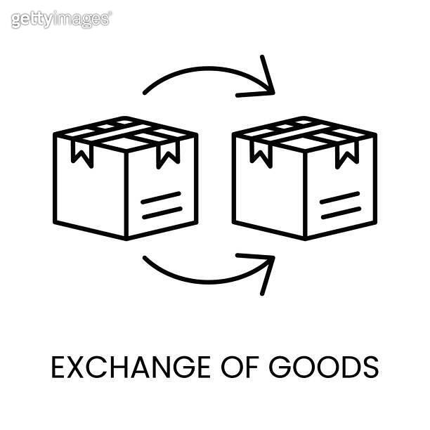Exchange of goods line vector icon with editable stroke 이미지 (2151106786 ...